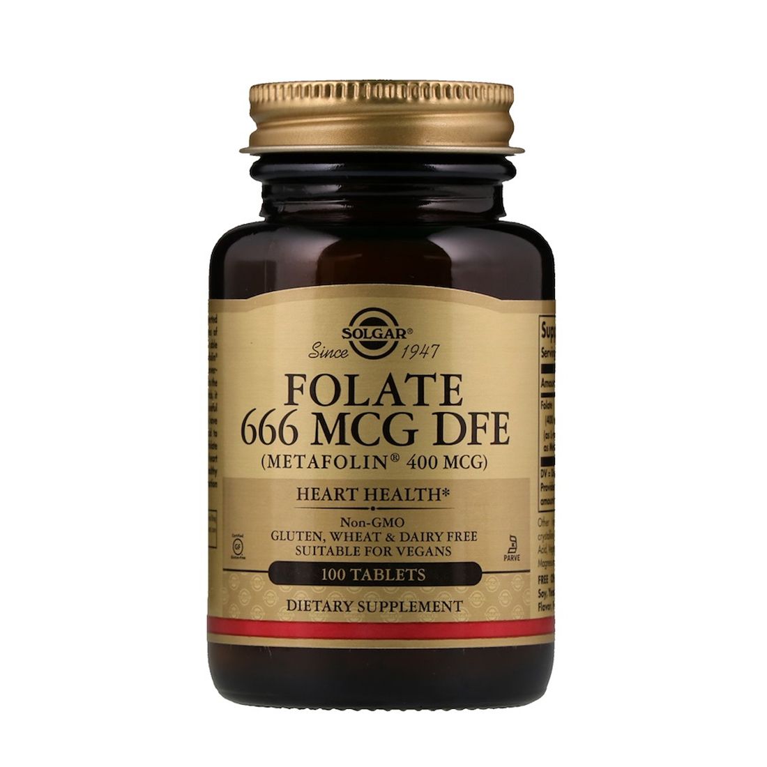 Solgar Folate As Metafolin 400 mcg 100 Tablets - Organic Basic Food