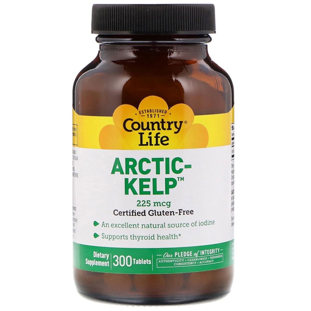 Country Life Arctic-Kelp 225 mcg 300 Tablets - Organic Basic Food
