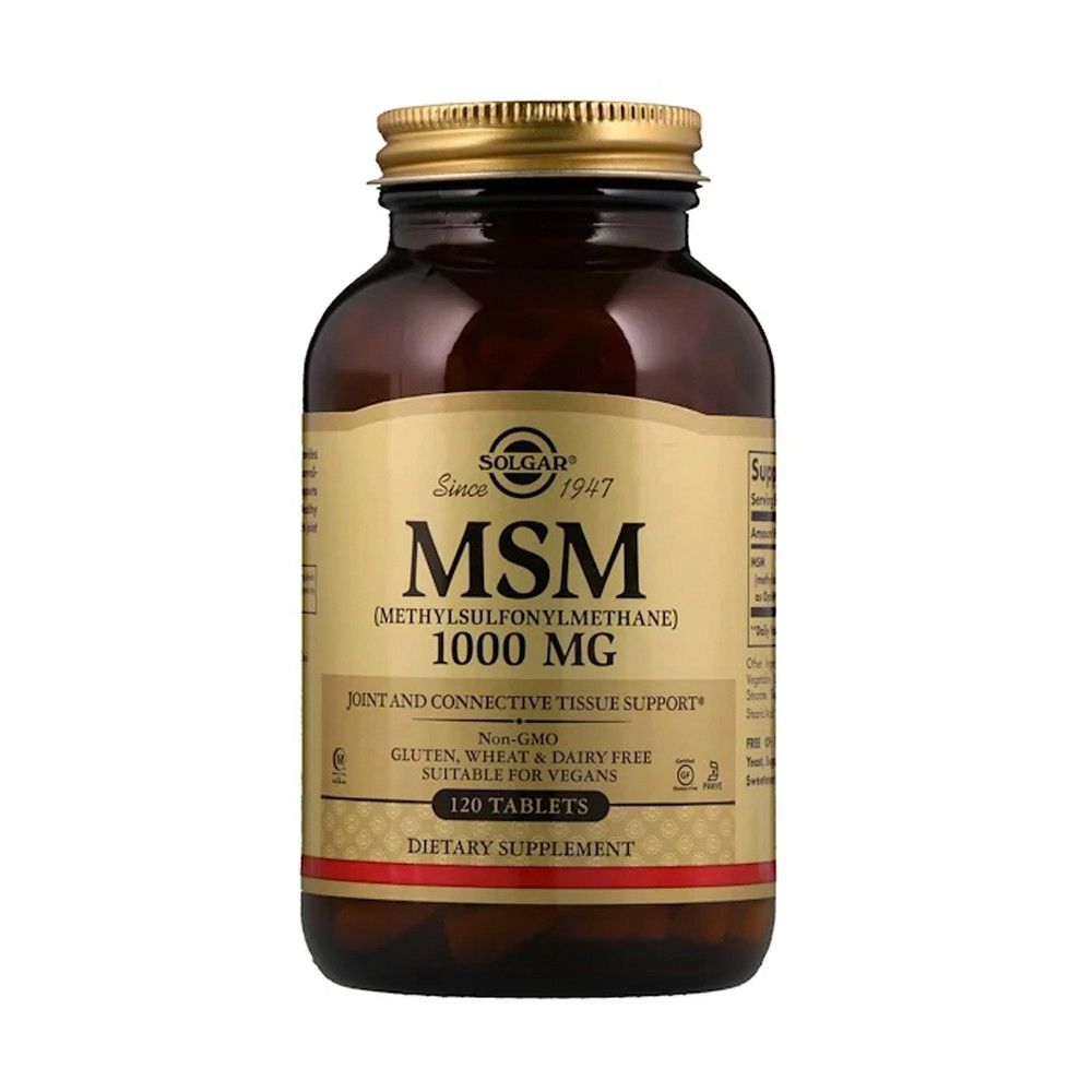Solgar MSM (Methylsulfonylmethane) 1,000 mg 120 Tablets - Organic Basic ...