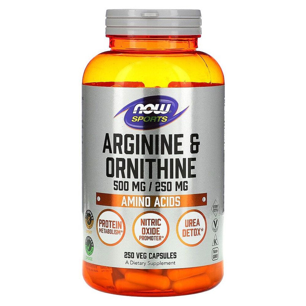 Now Foods Sports Arginine & Ornithine 500 mg /250 mg 250 Veg Capsules ...