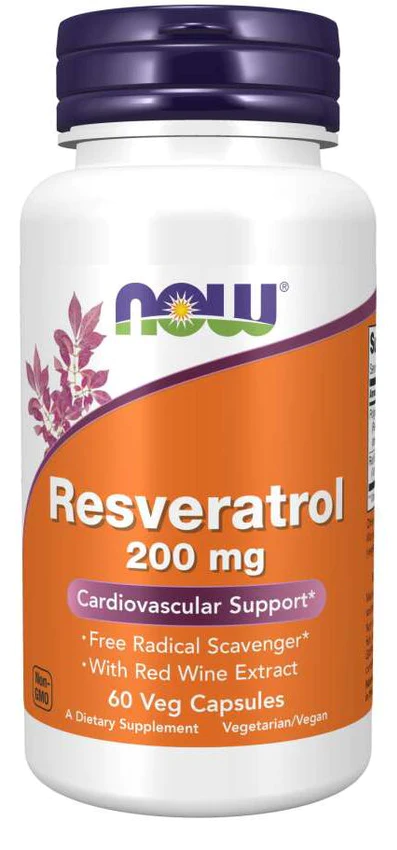NOW FOOD Natural Resveratrol 200 mg 60 Veg Capsules - Organic Basic Food