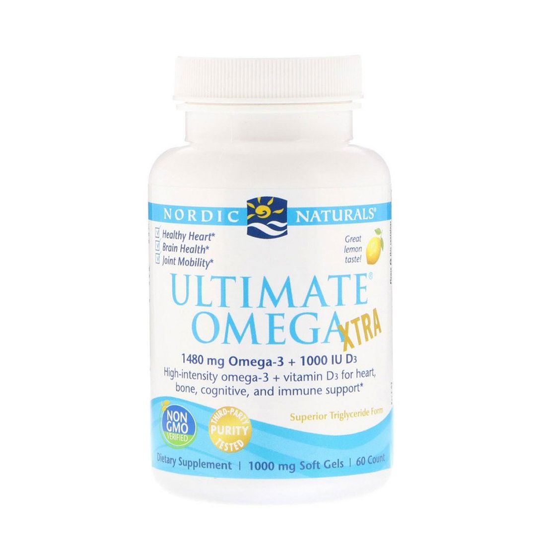 Nordic Naturals Ultimate Omega Xtra Lemon 1,000 mg 60 Soft Gels ...