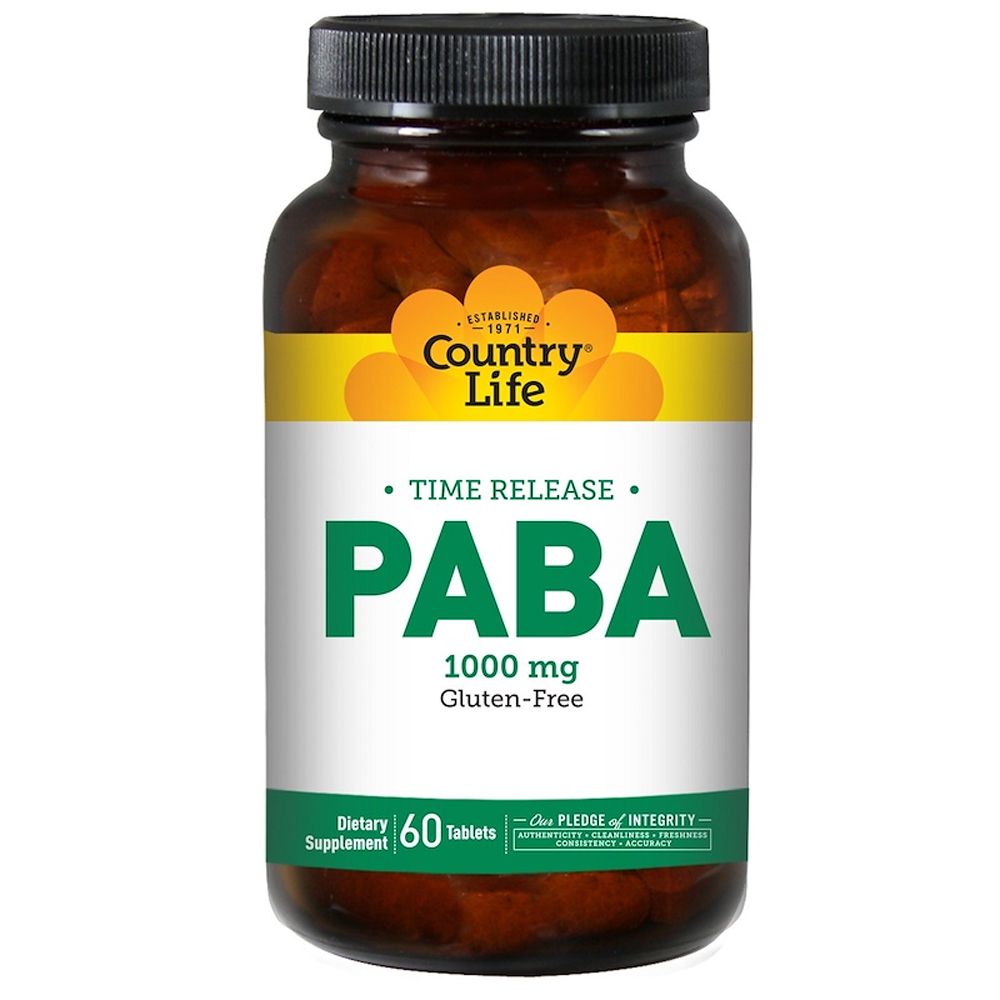 Country Life Time Release PABA 1,000 mg 60 Tablets - Organic Basic Food