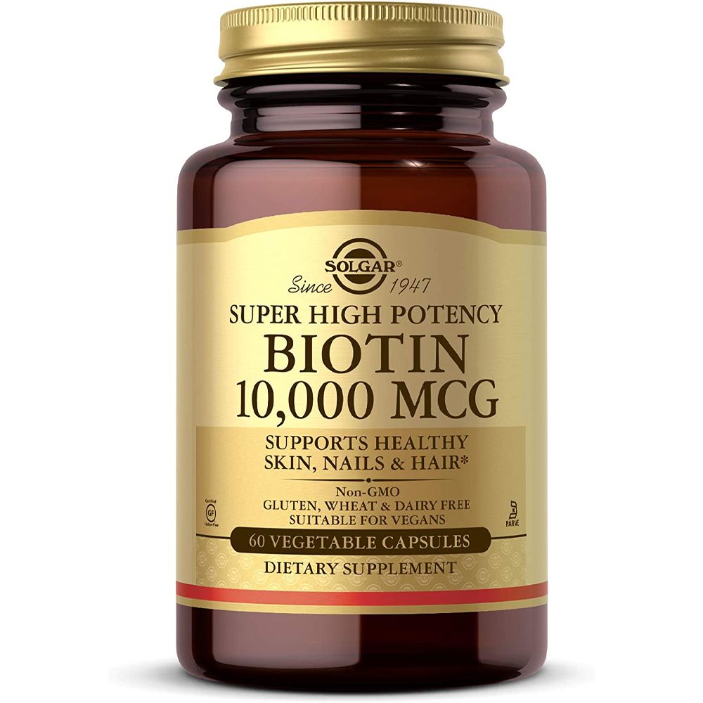 Solgar Super High Potency Biotin 10,000 mcg 60 Vegetable Capsules ...