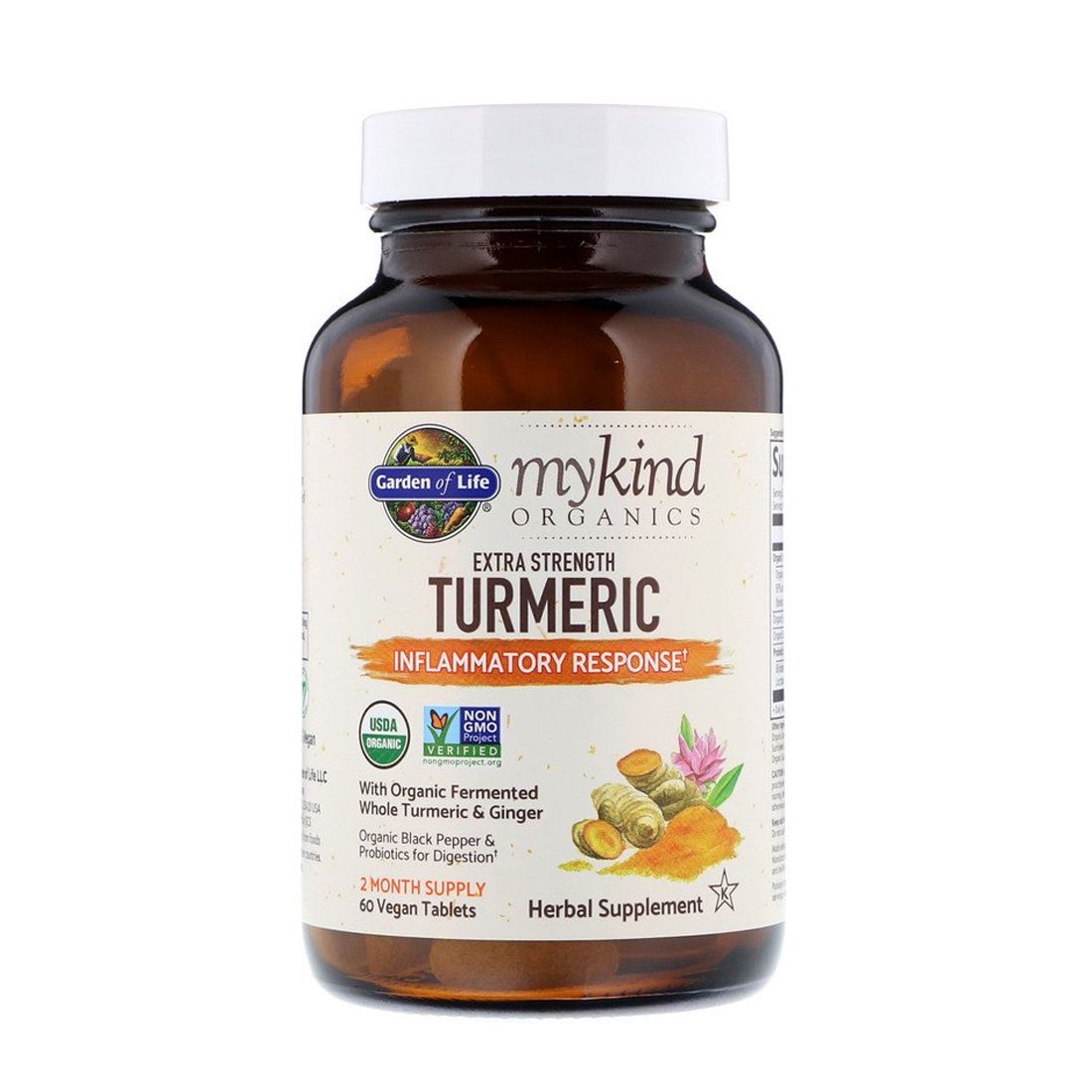 Garden of Life mykind Organics Herbal Turmeric Extra Strength 60ct ...